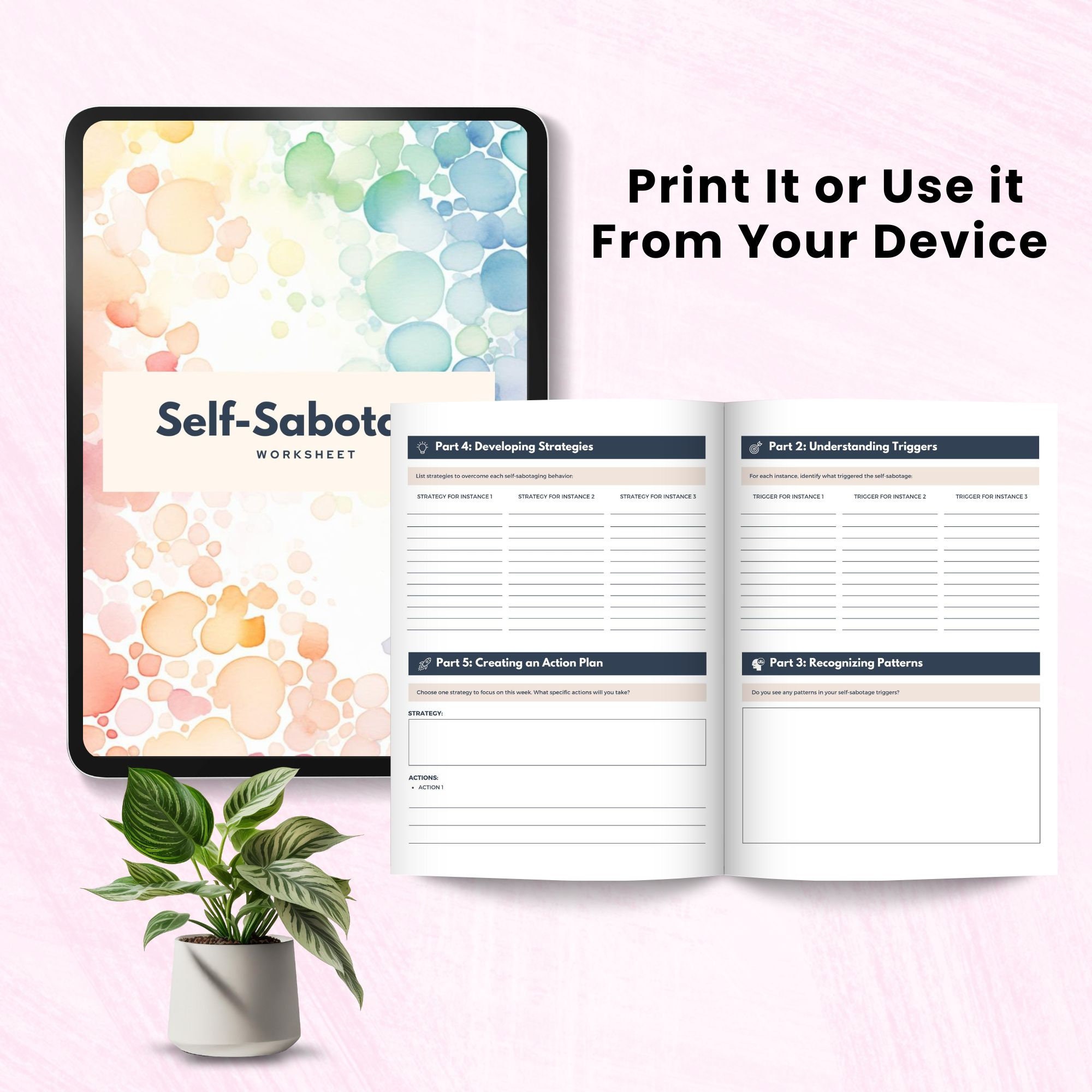 Self Sabotage Worksheets Template Canva Therapy Worksheets Self ...