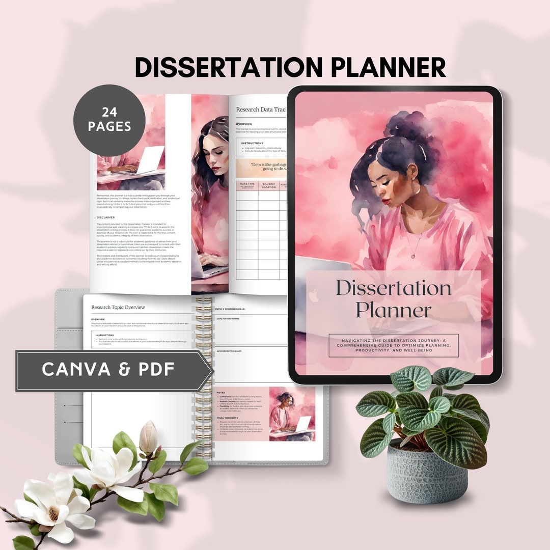 Dissertation Planner Canva Template Master Phd Thesis Guide University ...