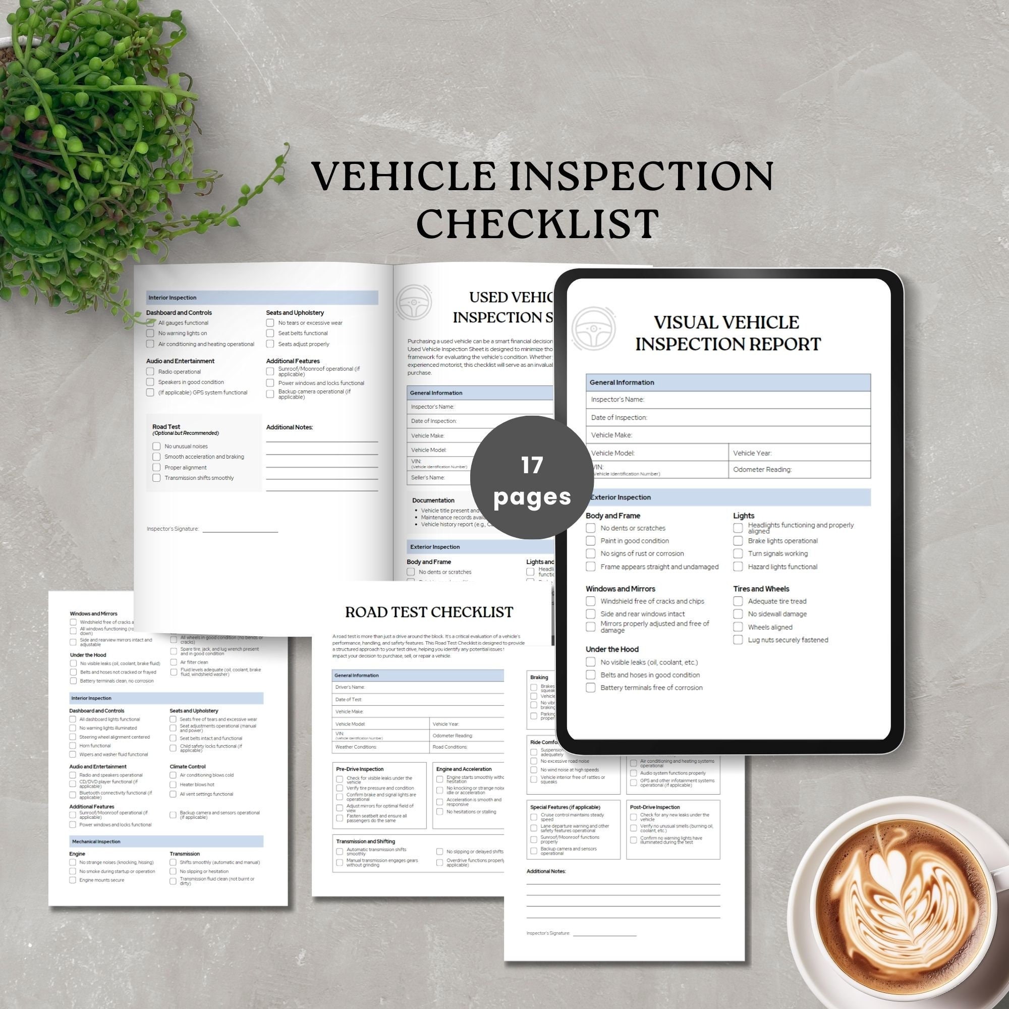 Vehicle Inspection Template Multi Point PDF Auto Printable Inspection ...