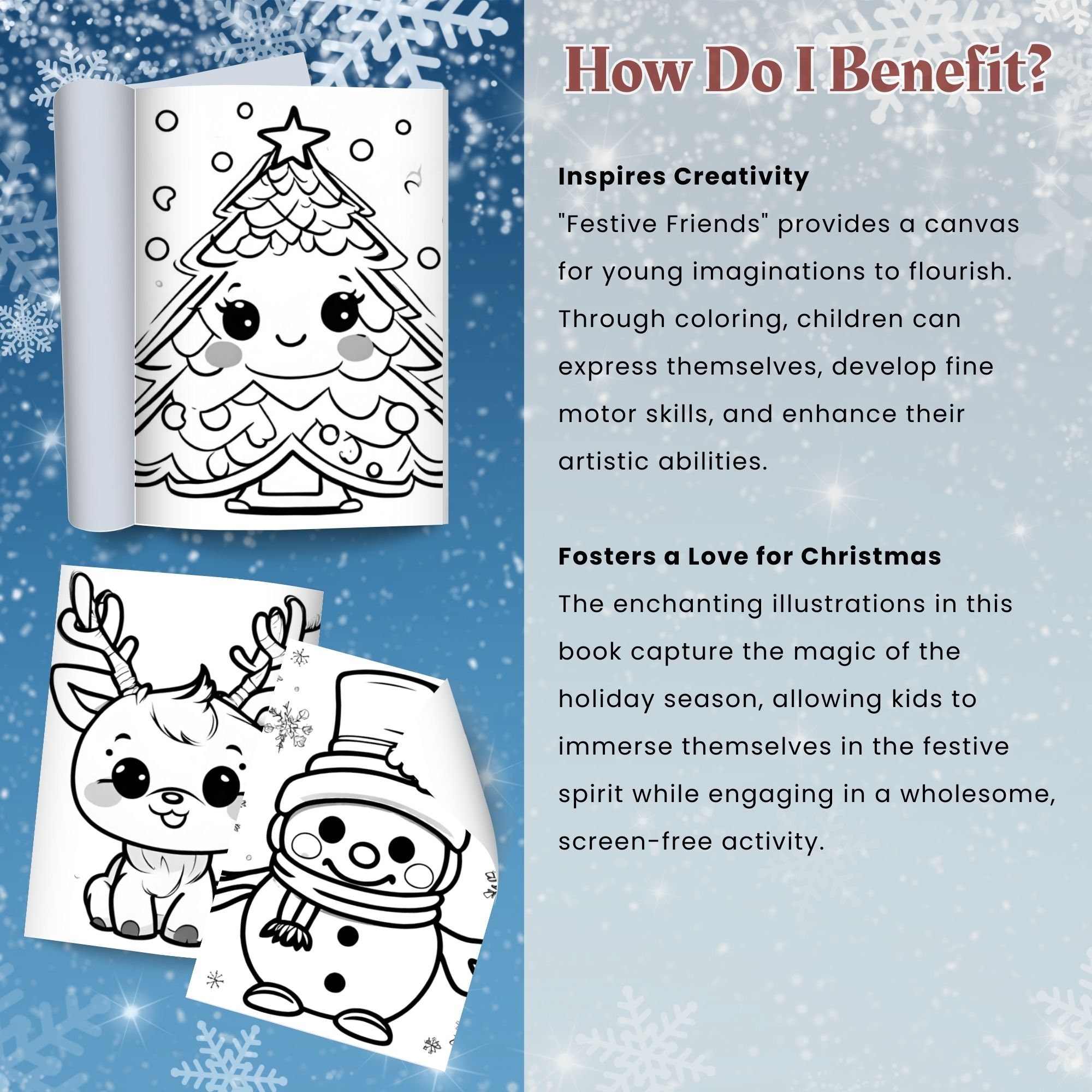 Cute Coloring Page for Christmas Printable Kids Holiday Color - Etsy