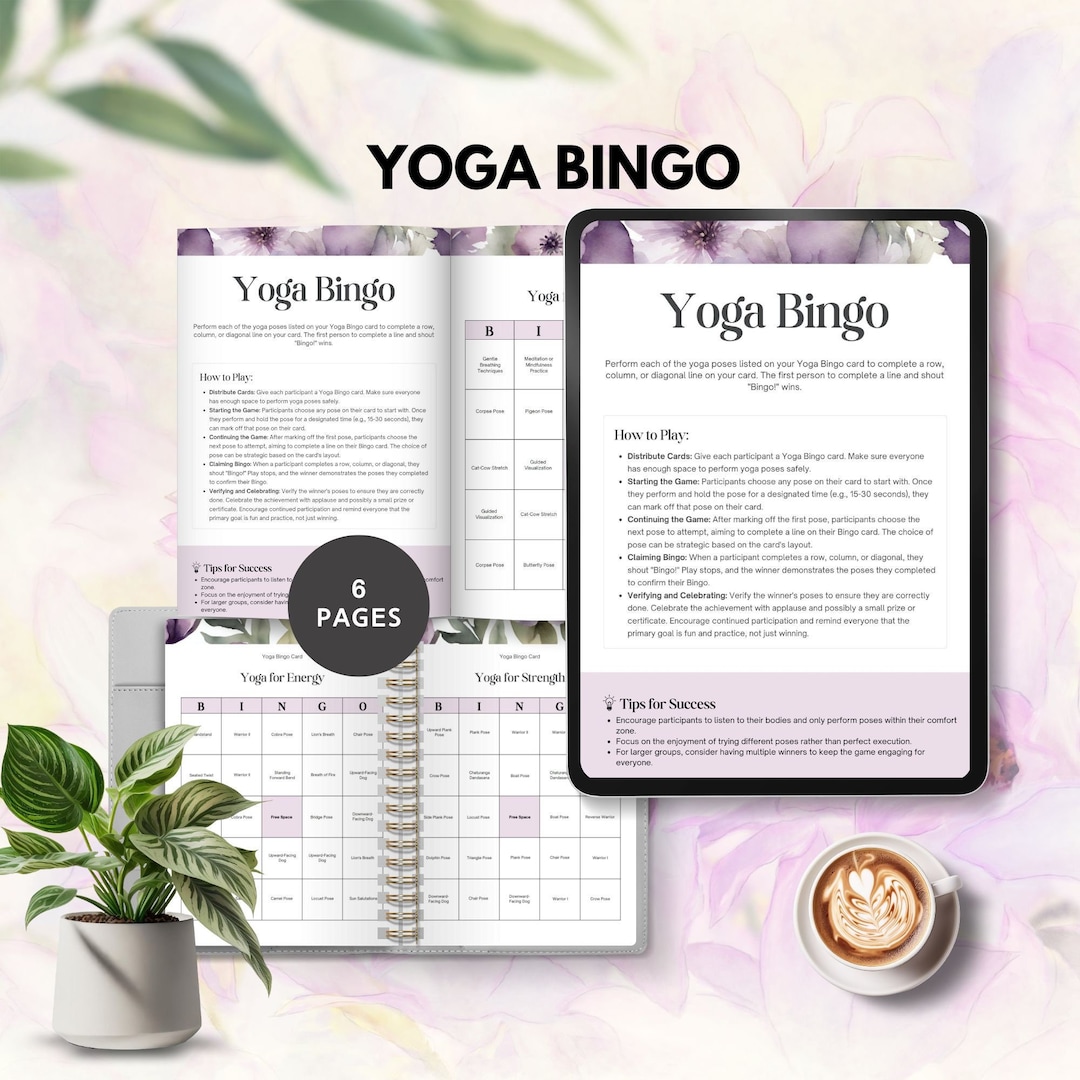 Yoga Bingo for Kids Yoga Game Printable Wellness Bingo Fitness Activity ...
