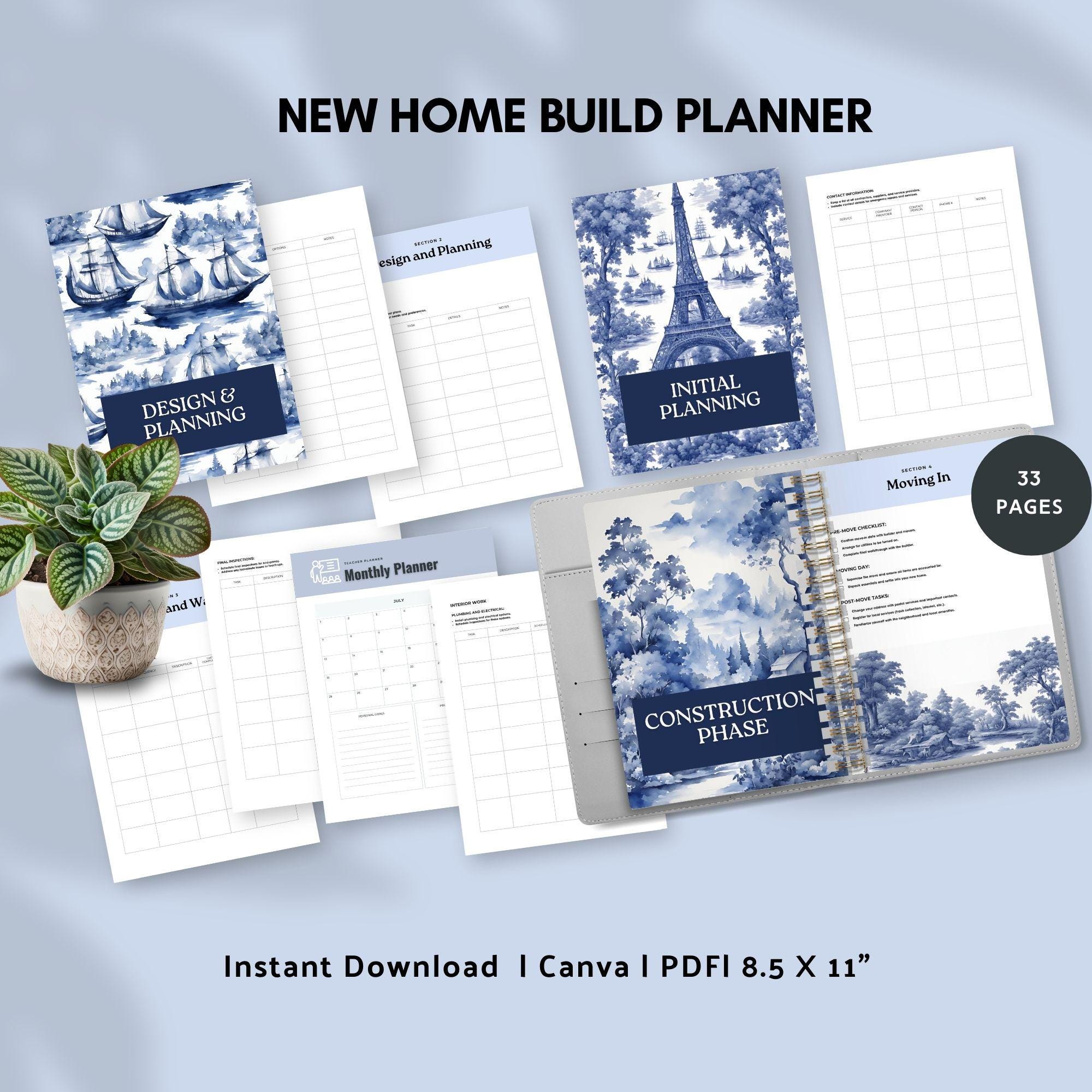 New Home Build Planner Custom Home Building Planner Template House ...