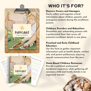 Day Care Sign in Sheet Nursery Enrollment Form Kindergarten ...