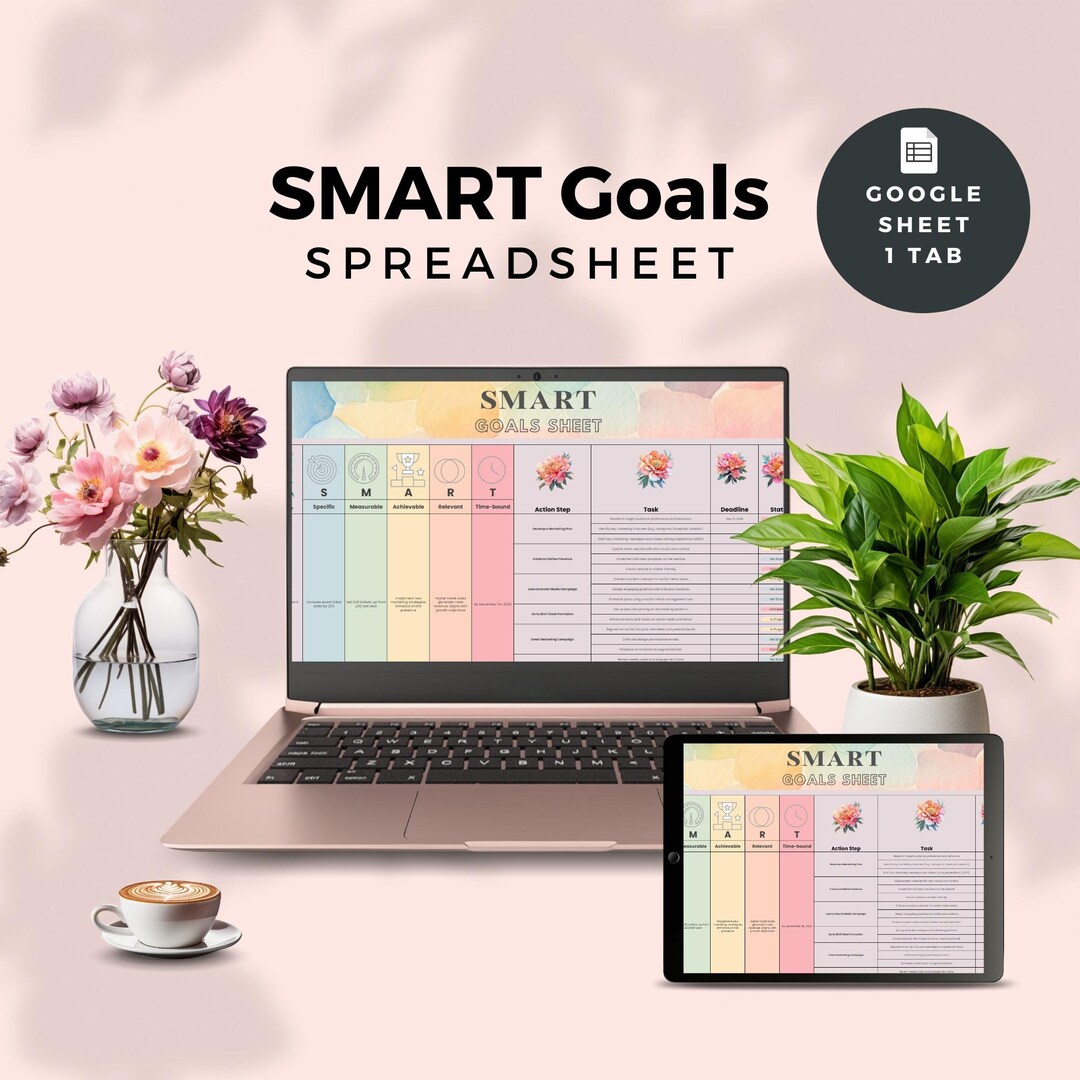 Smart Goal Sheets Smart Goals Google Sheet Goal Setting Spreadsheet ...