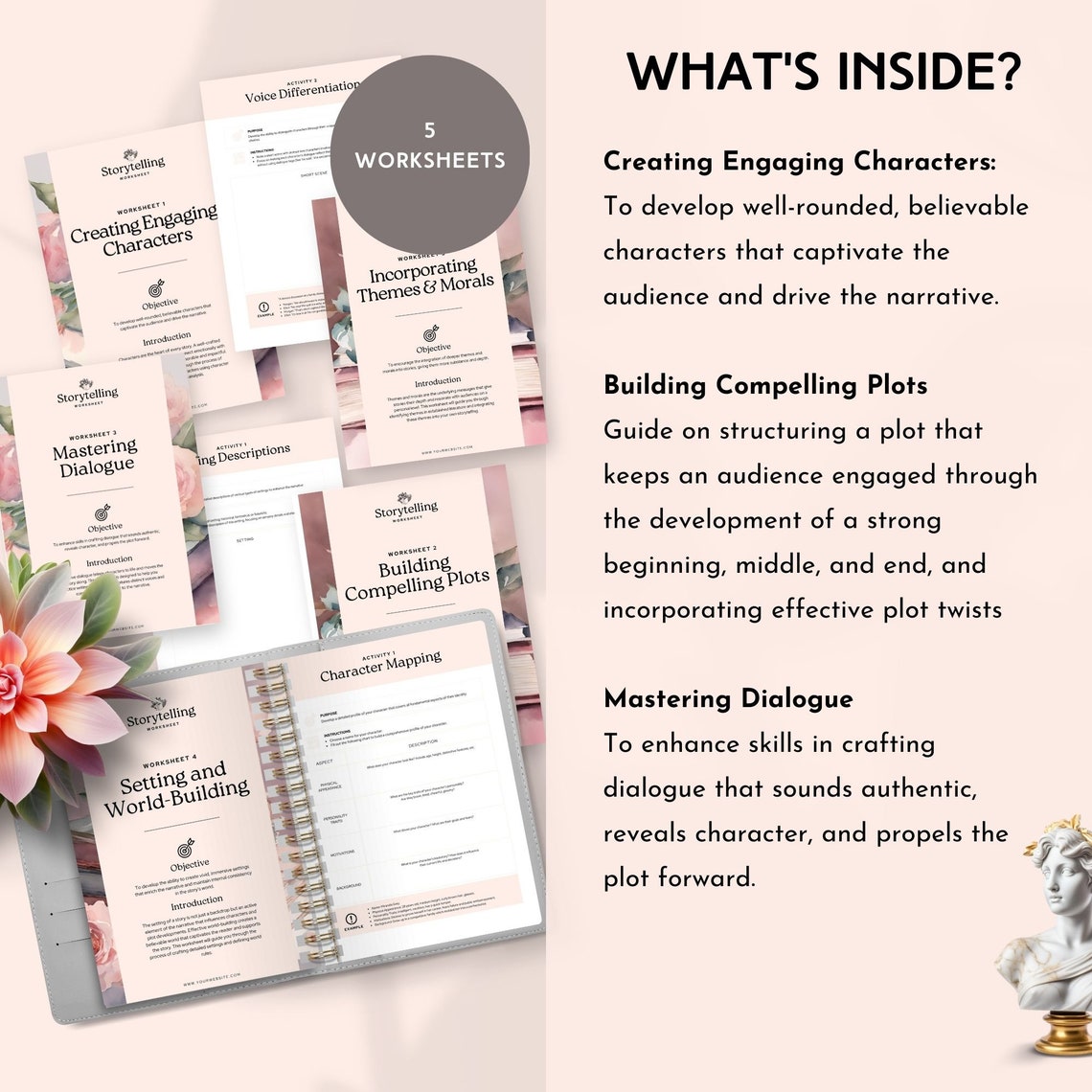 Storytelling Worksheet Novel Planner Writing Workbook Printable Author ...