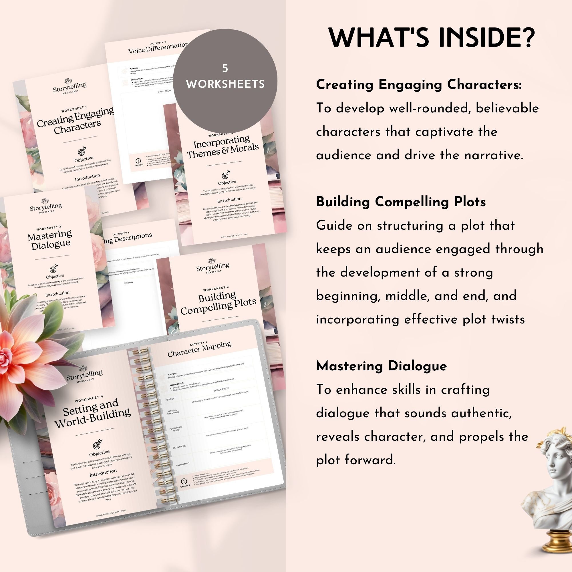 Storytelling Worksheet Novel Planner Writing Workbook Printable Author ...