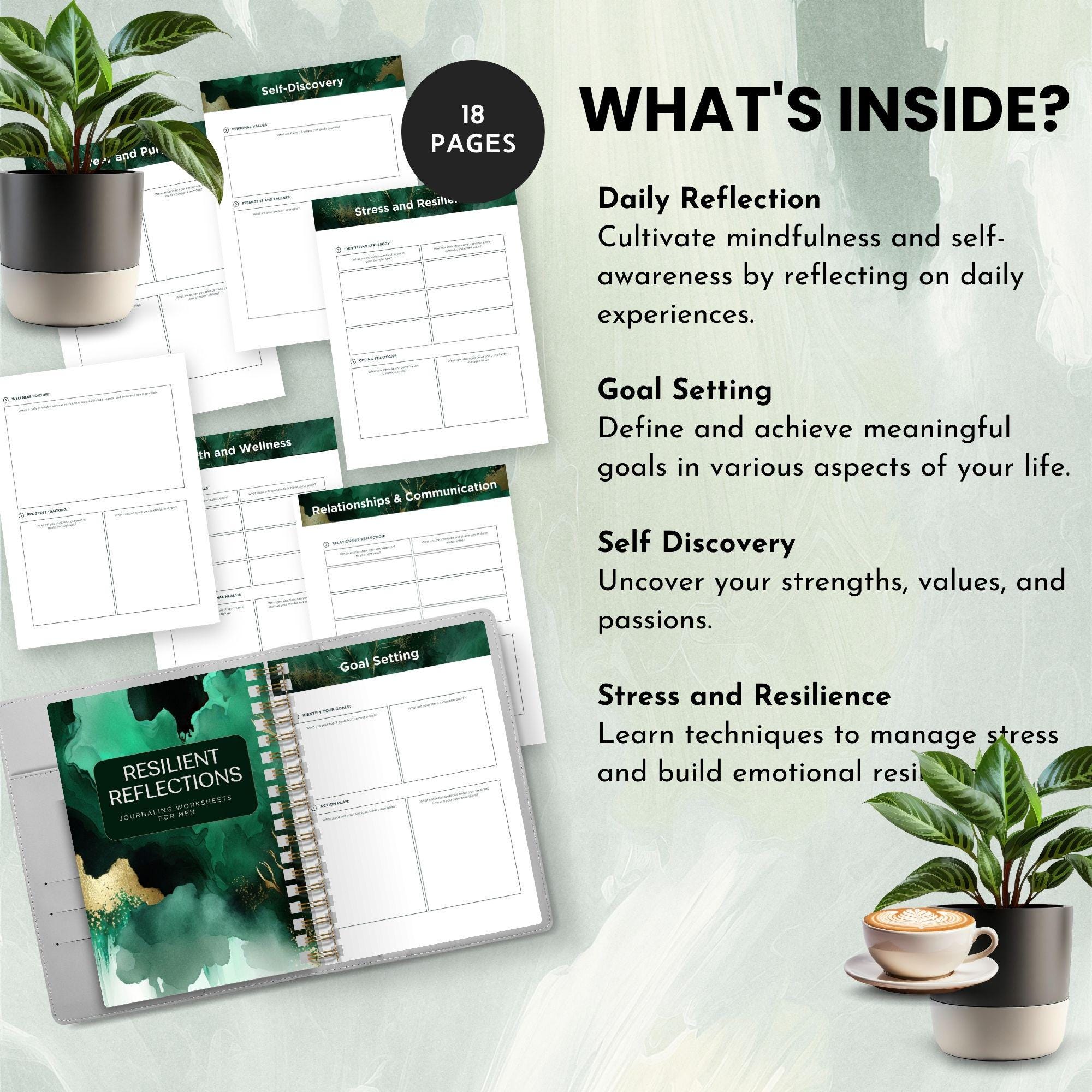 Journaling Worksheets for Men Journal Prompts Mental Health Workbook ...