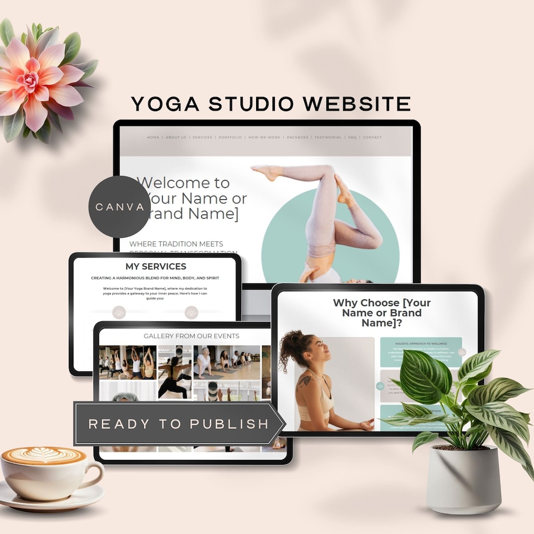 Yoga Studio Website Yoga Teacher Canva Website Template for Yoga Coach ...