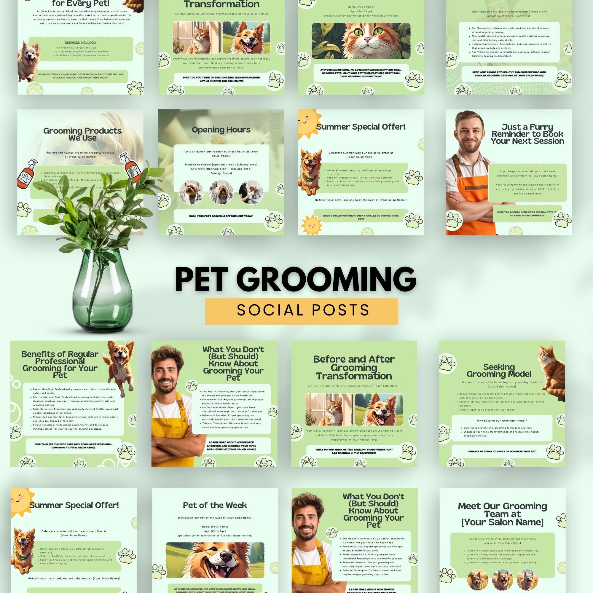 Pet Grooming Instagram Posts Dog Grooming Social Media Pet Shop Spa ...