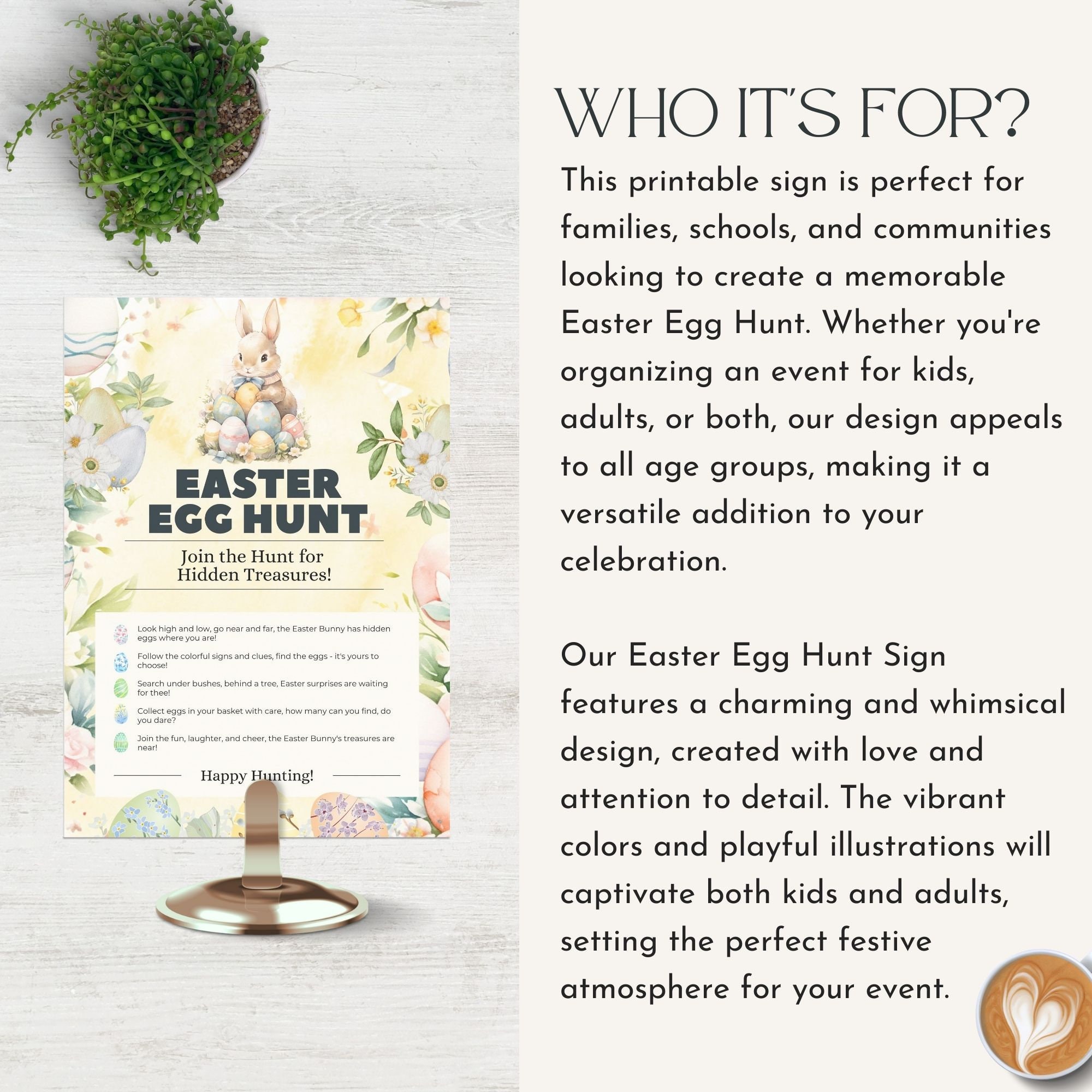 Printable Easter Egg Hunt Sign Kids Easter Bunny Yard Sign Easter Party ...