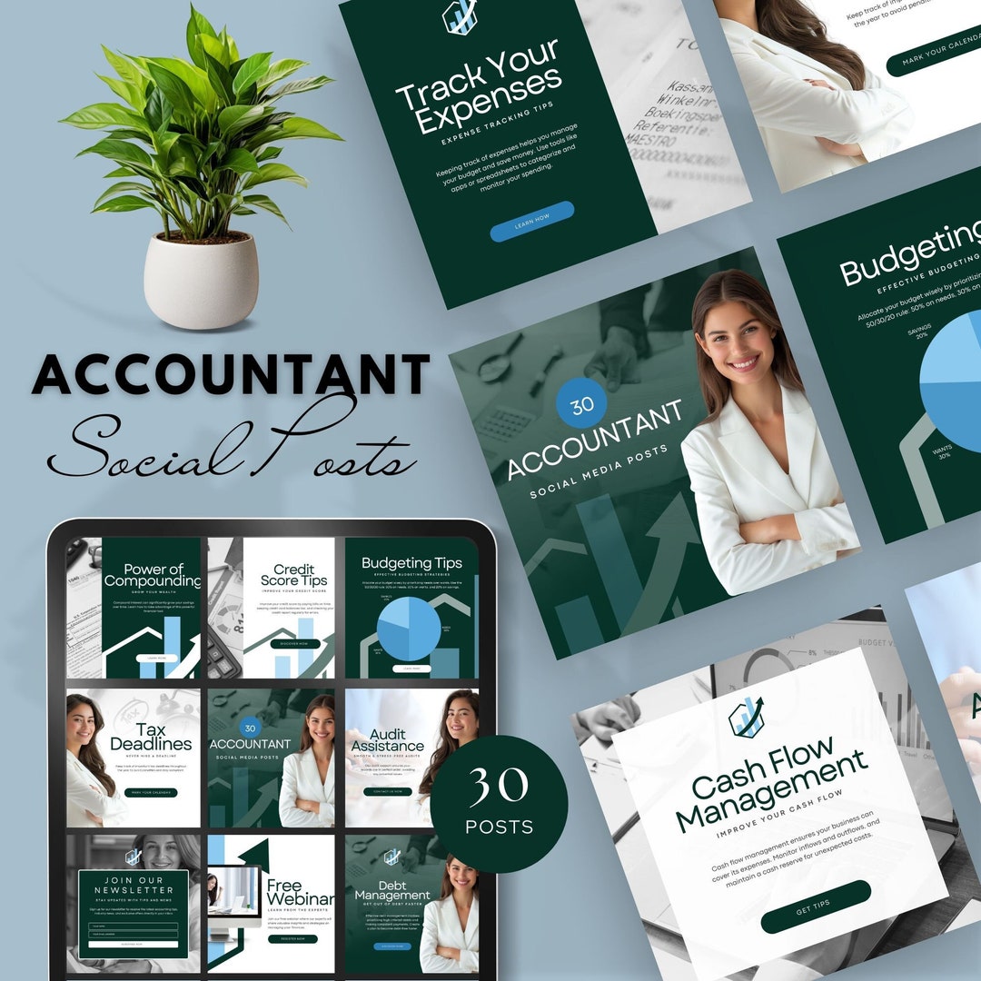 Accounting and Bookkeeping Social Media Templates Tax Accountant Social ...