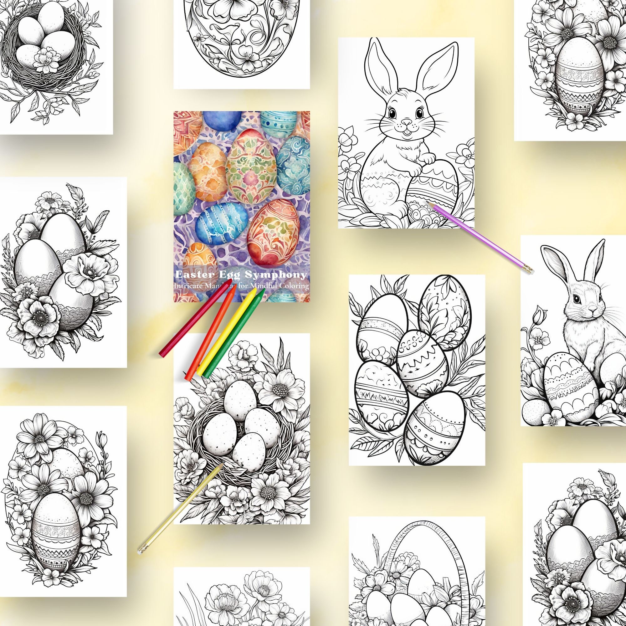 Easter Coloring Pages for Adults Color Book Spring Printable Cute ...