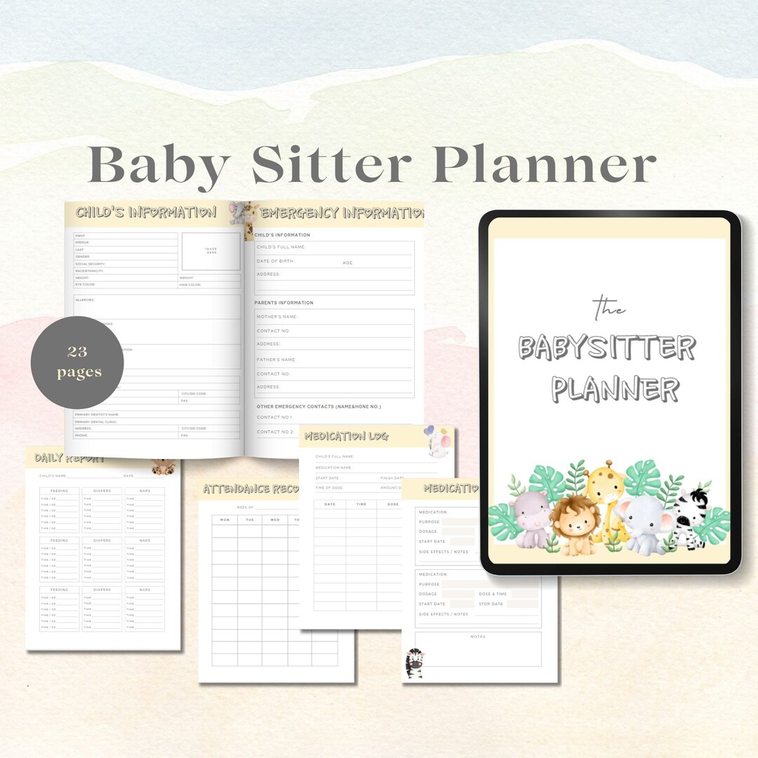 Nanny Planner Printable Babysitter Planner Childcare Planner - Etsy
