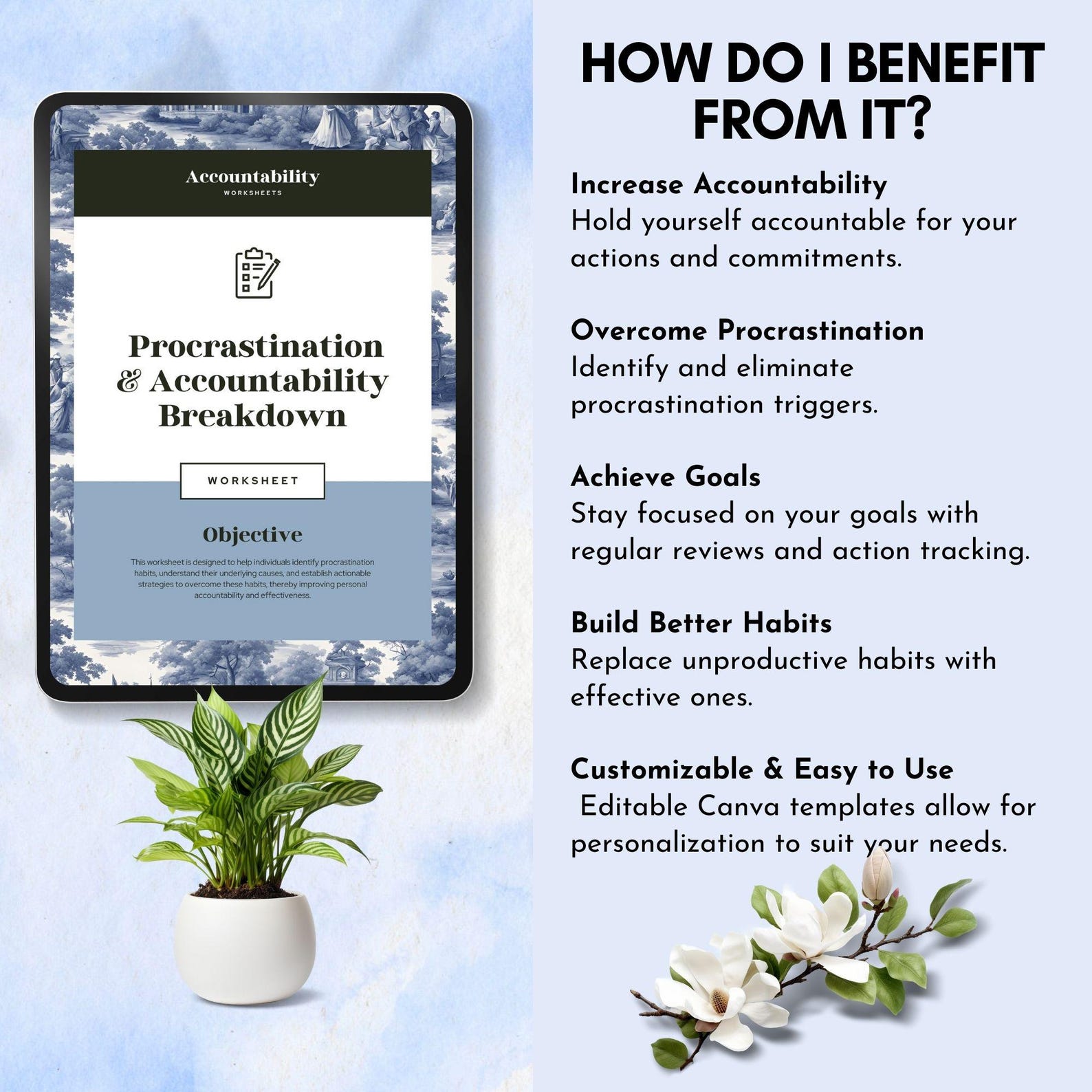 Accountability Worksheet Therapy Self Help Goal Setting Tool Personal ...