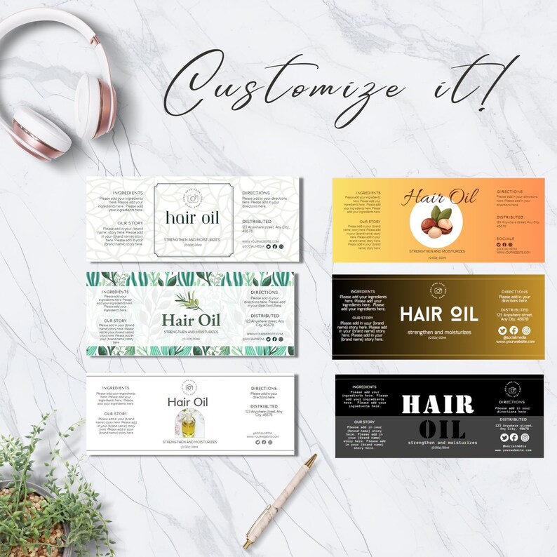Hair Oil Labels Templates Hair Oil Bottle Label Hair Growth Oil Label ...