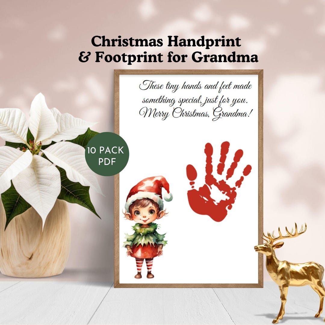 Christmas Handprint Sign for Grandma Custom Holiday Last Minute Gift ...