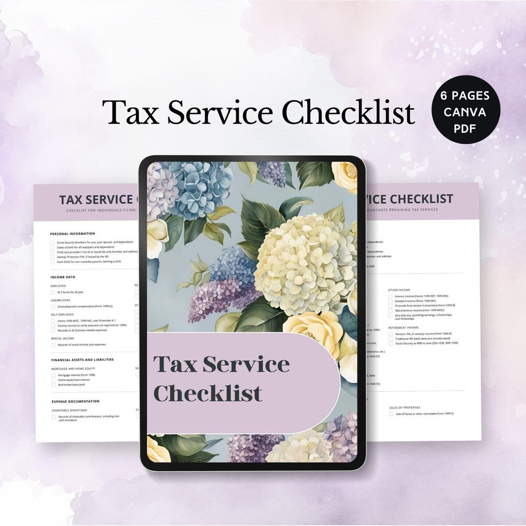 Tax Service Checklist Tax Preparation Forms Intake Accountant Checklist ...