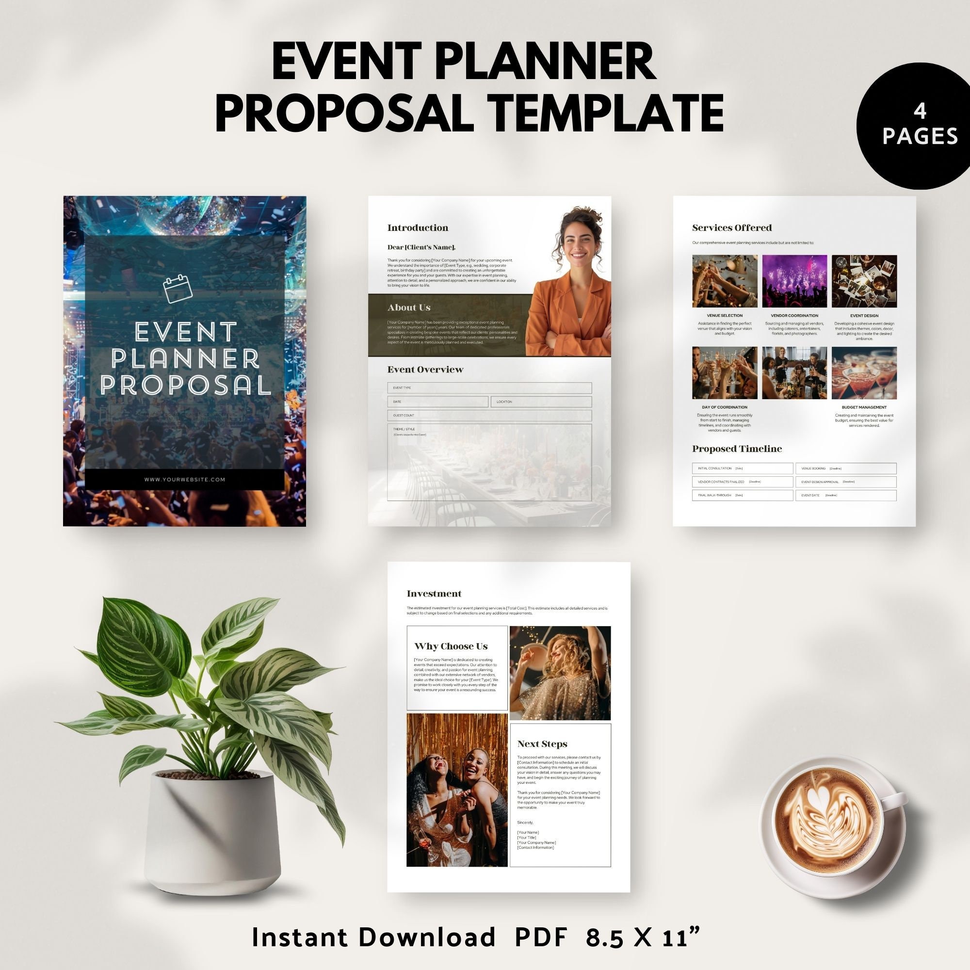 Event Planner Proposal Template Wedding Planner Freelance Professional ...