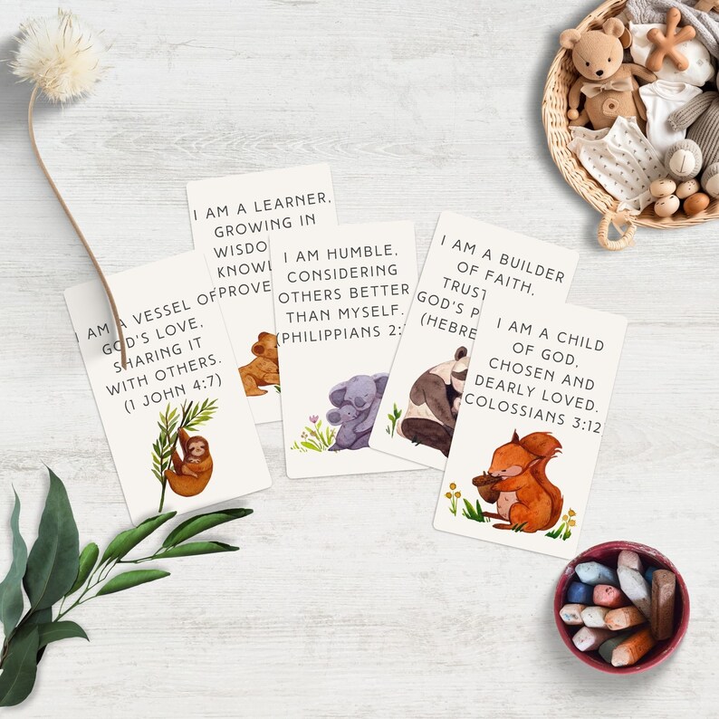 Biblical Affirmations for Kids Bible Verse Cards Poster Christian ...