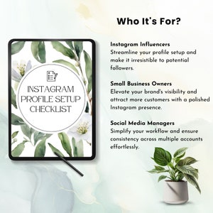 Instagram Checklist Profile Optimize IG Bio Layout Social Media Manager Instagram Feed Planner ...