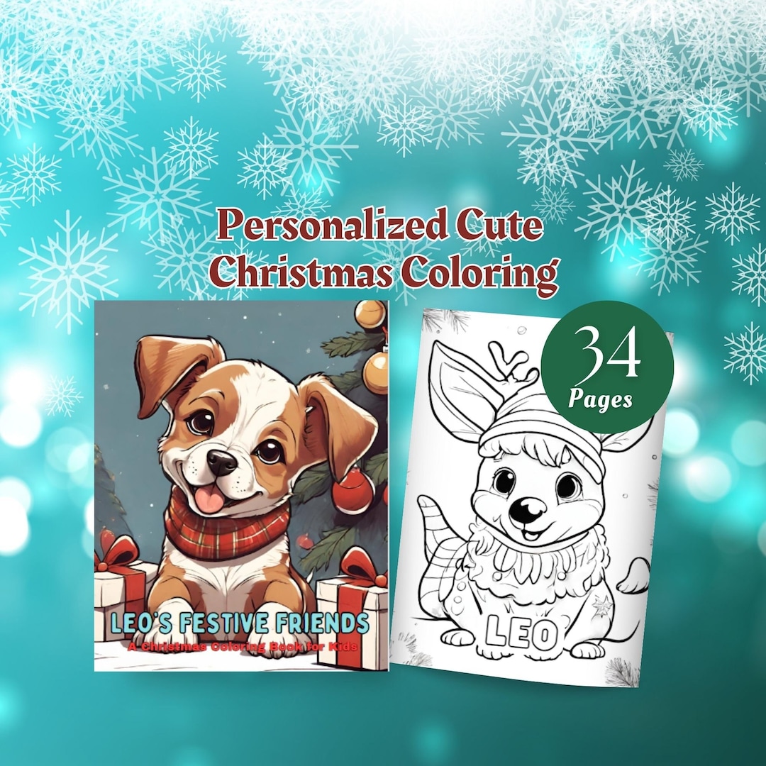 Personalized Cute Christmas Coloring Book Custom Kids Name Color Page ...