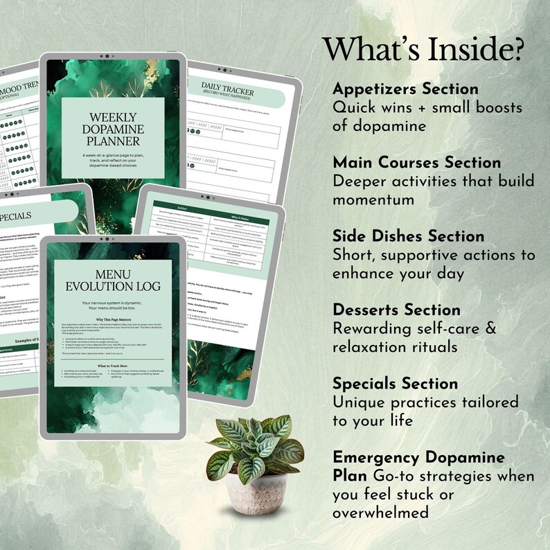 Dopamine Menu Template Adult ADHD Planner Printable Self-care Journal ...
