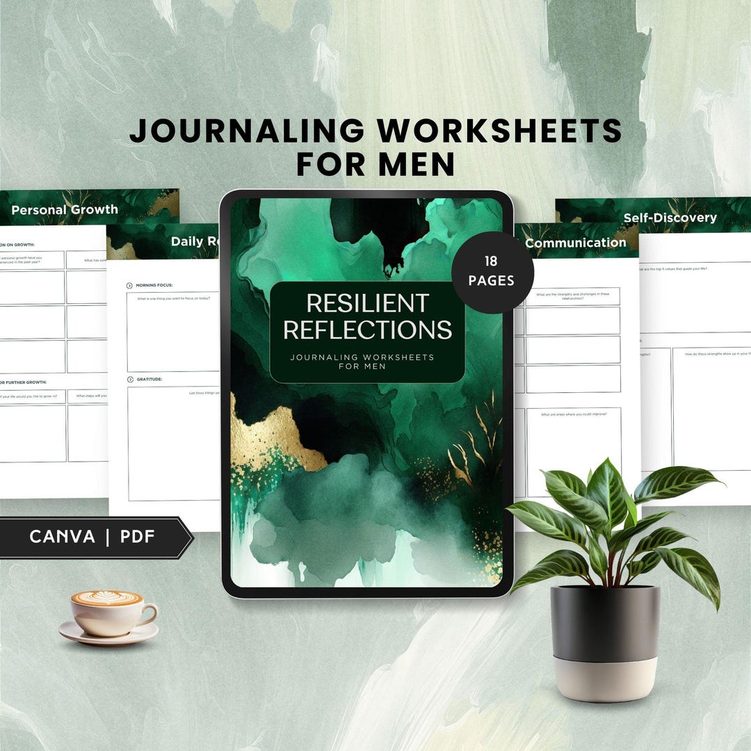 Journaling Worksheets for Men Journal Prompts Mental Health Workbook ...