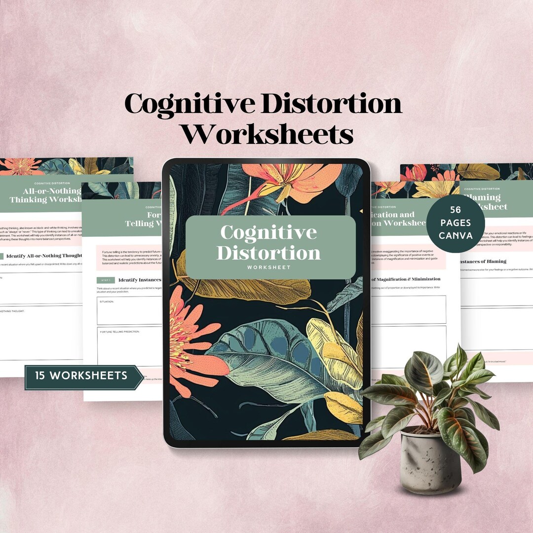 Cognitive Distortion Worksheets for Teens Cbt Cognitive Behavioural ...