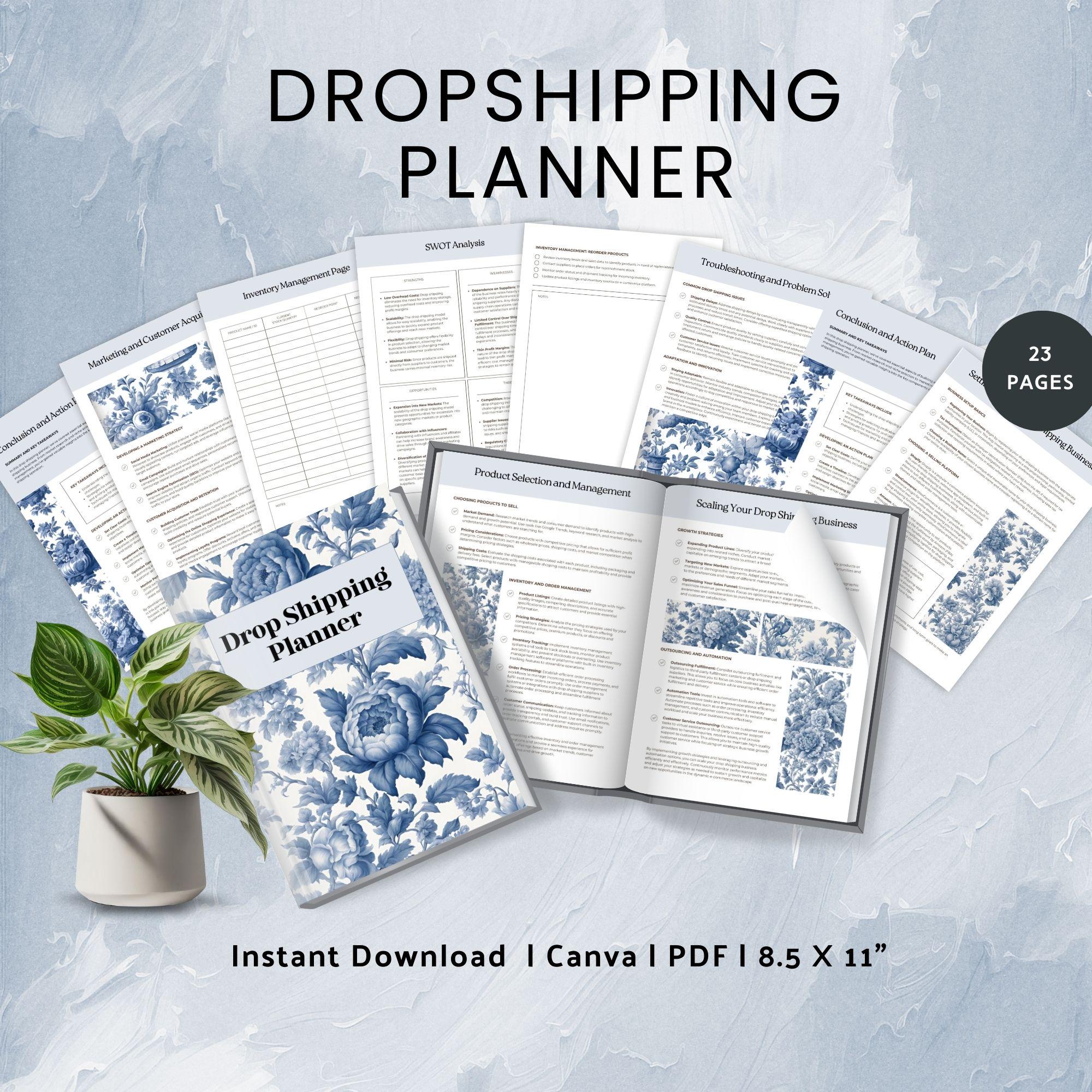 Dropshipping Planner Drop Ship Vendor Printable Guide Drop Shipping Journal Side Hustle ...