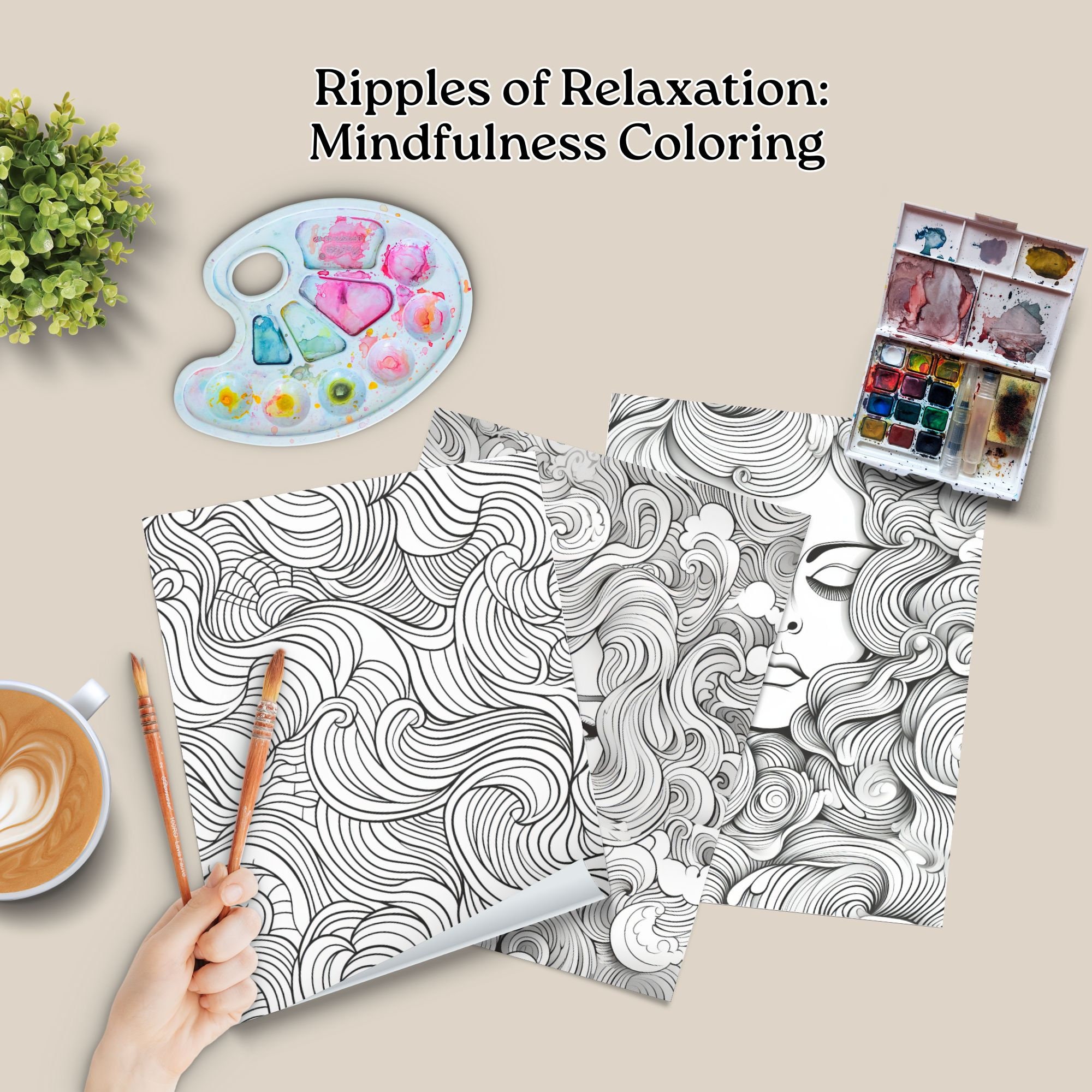Mindfulness Coloring Pages Colored for Adults Women Portrait - Etsy