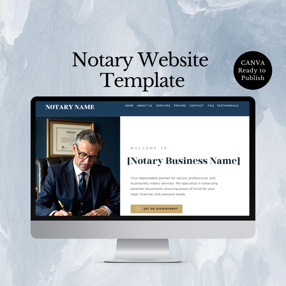 Canva Notary Website Template, Professional Notary Public Landing Page ...