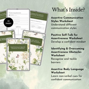 Assertiveness Worksheets Canva Template Therapy Social Skills Workbook ...