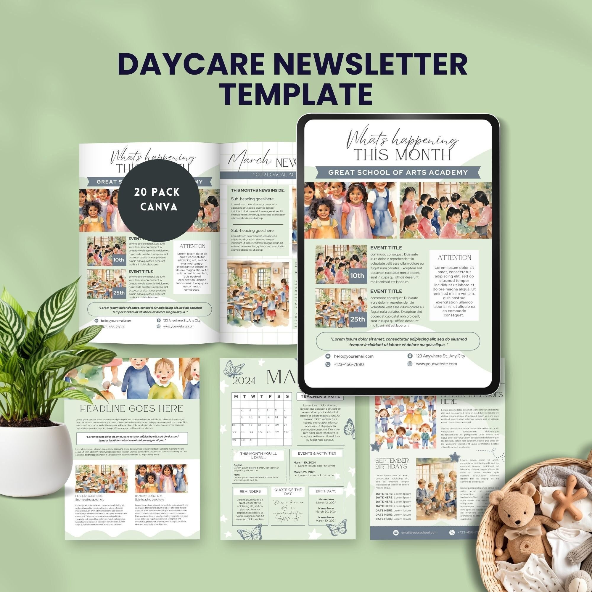Newsletter Template for Preschool Newsletter Pta Bundle Daycare Weekly ...