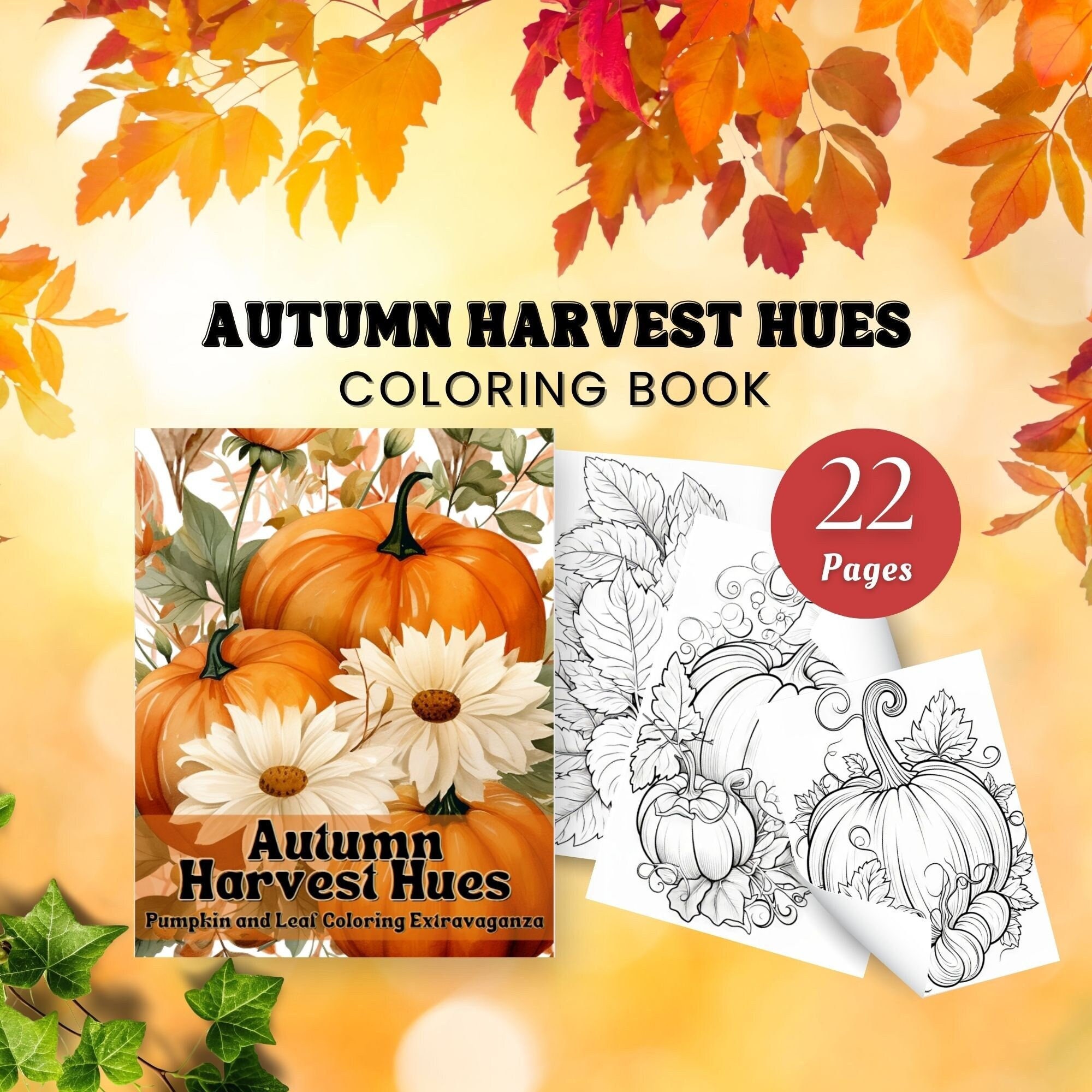 Autumn Coloring Pages for Adults Fall Autumn Coloring Book Floral ...