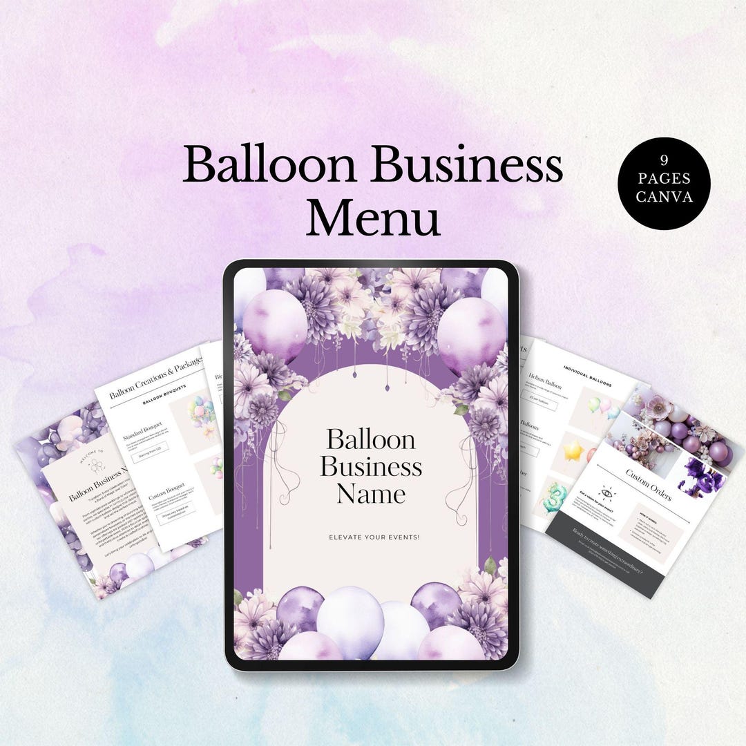 Balloon Business Menu Event Decorator Price List Party Planner Custom ...