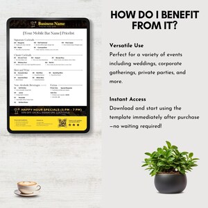 Mobile Bar Pricing Template Bartender Price Menu Cocktails Drinks List ...