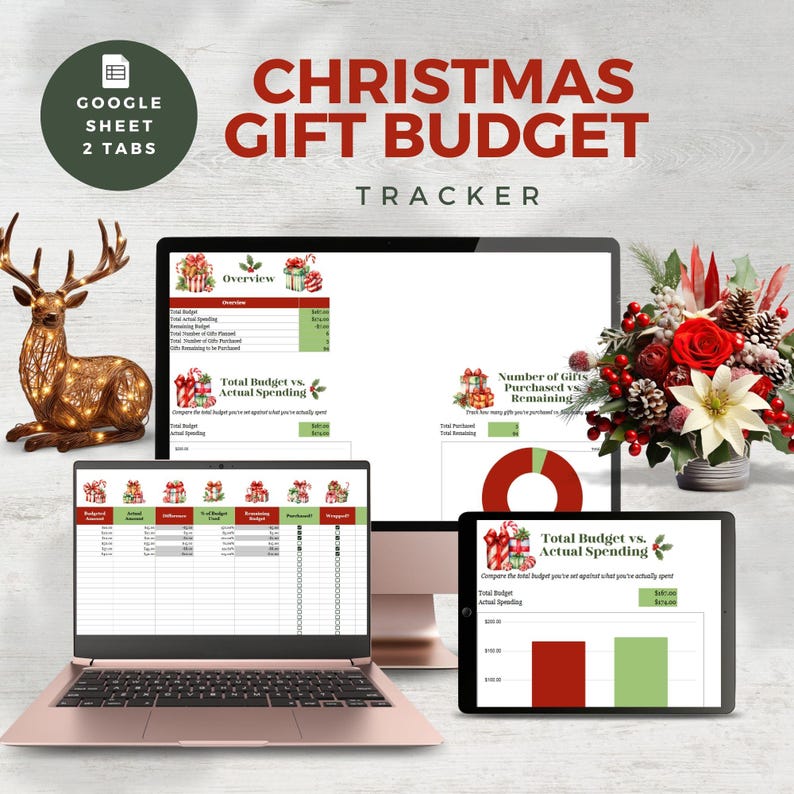 Christmas Gift Tracker Excel Template Holiday Gift Budget Planner ...