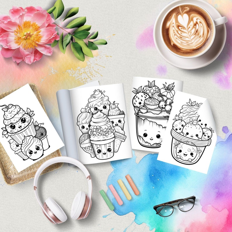 Cute Easy Coloring Page for Kids Printable Simple Kawaii Aesthetic ...