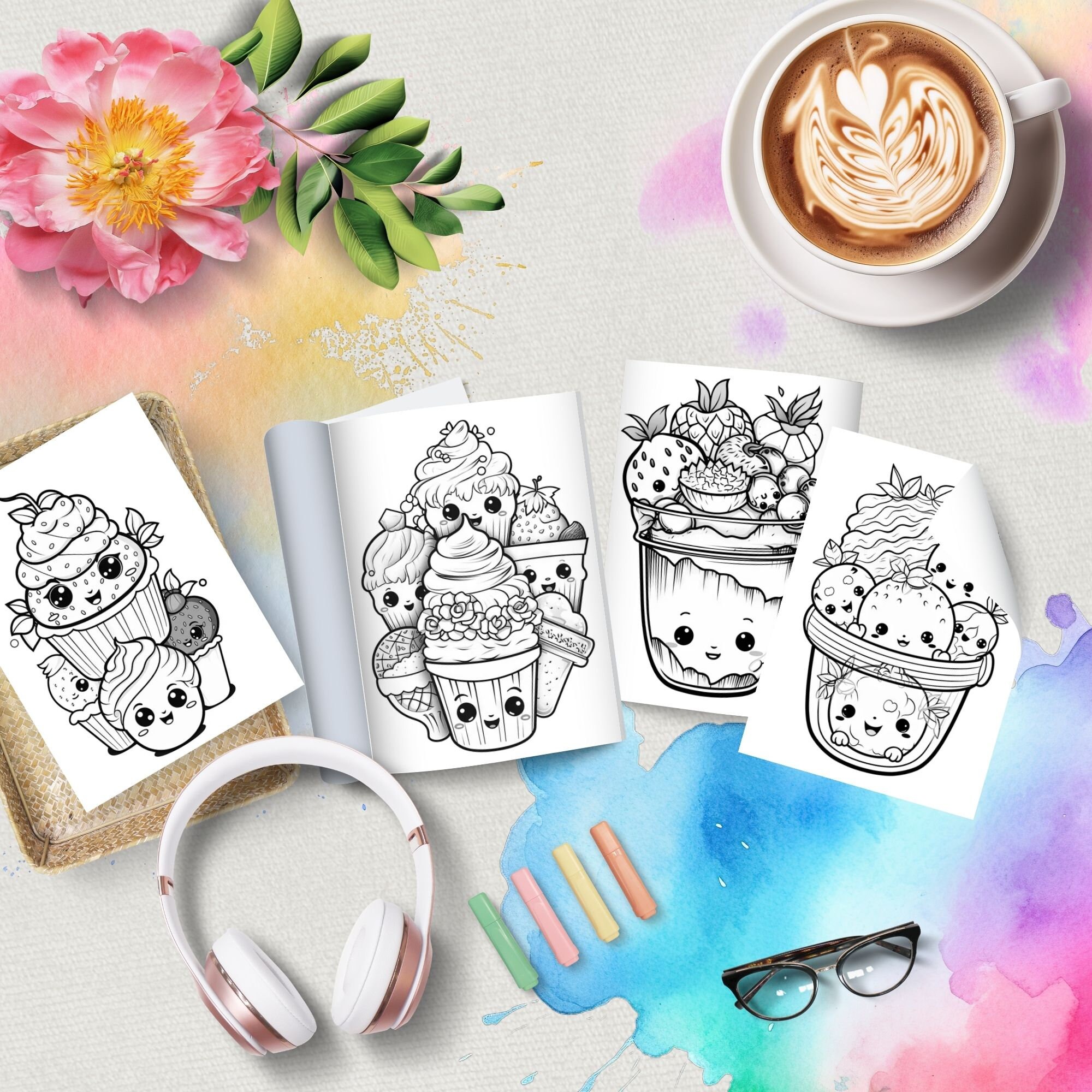 Cute Easy Coloring Page for Kids Printable Simple Kawaii - Etsy