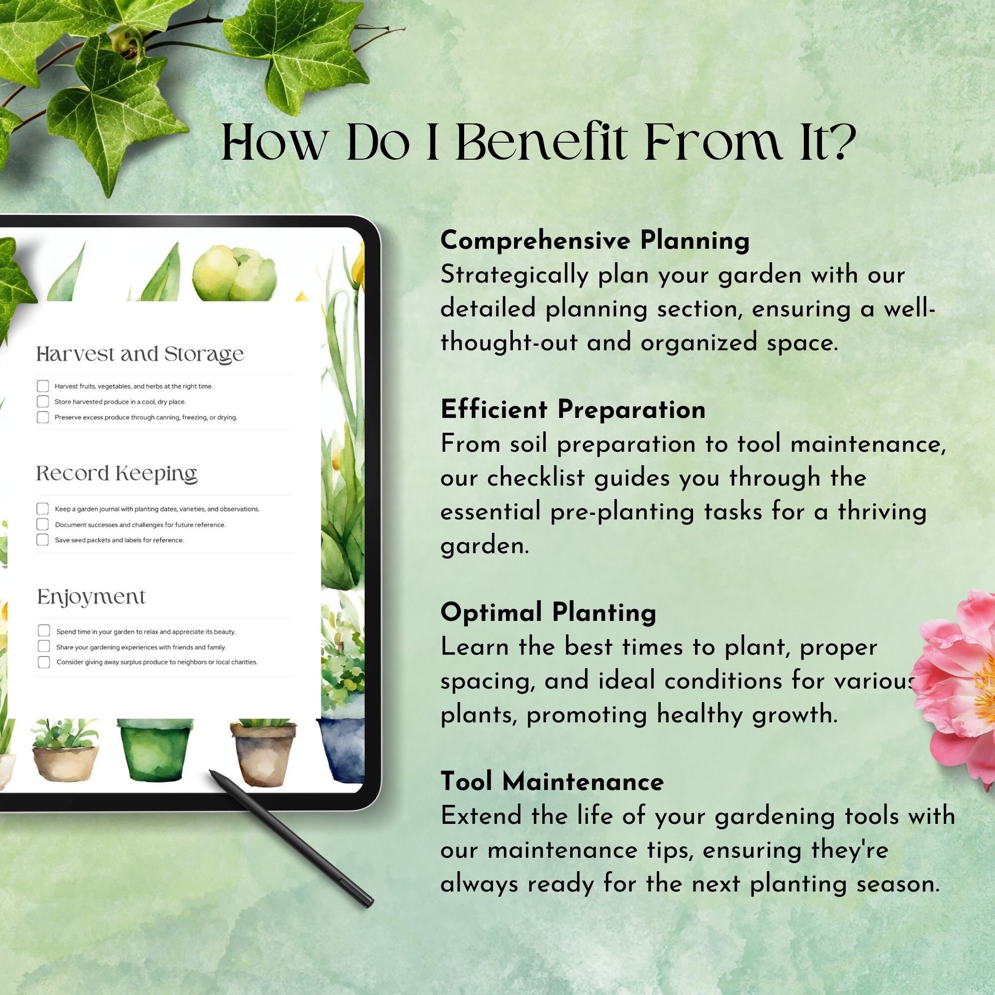 Gardening Checklist Planner Plant Profile Log Book Garden Houseplant ...
