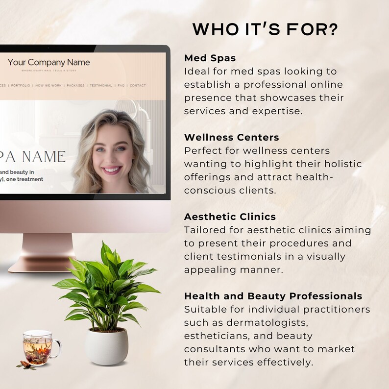 Med Spa Website Template Canva Esthetician Beauty Landing Page Skin ...