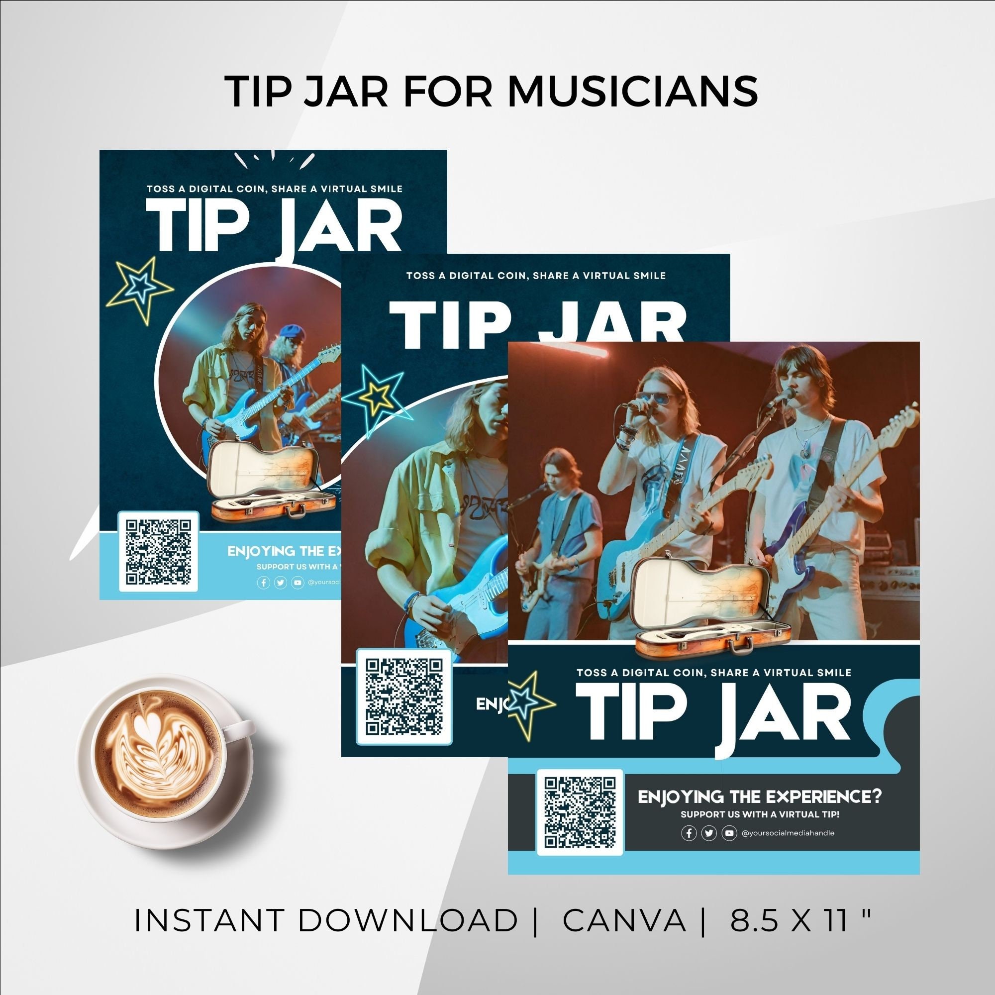 Tip Jar for Musician Music Band Tip Jar Qr Code Sign Accepted ...
