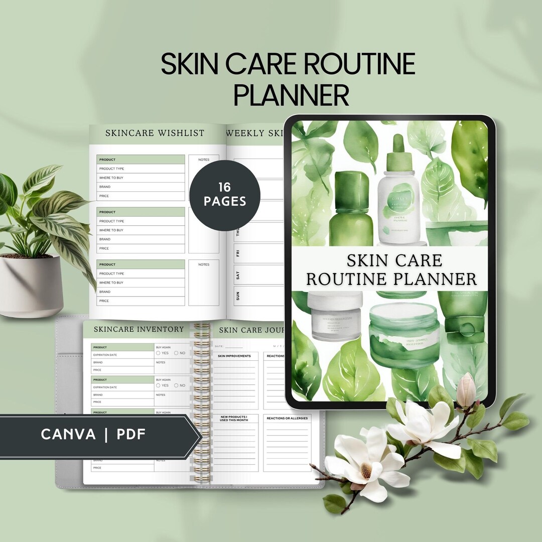 Skin Care Regimen Planner Template Daily Beauty Routine Plan Skincare ...