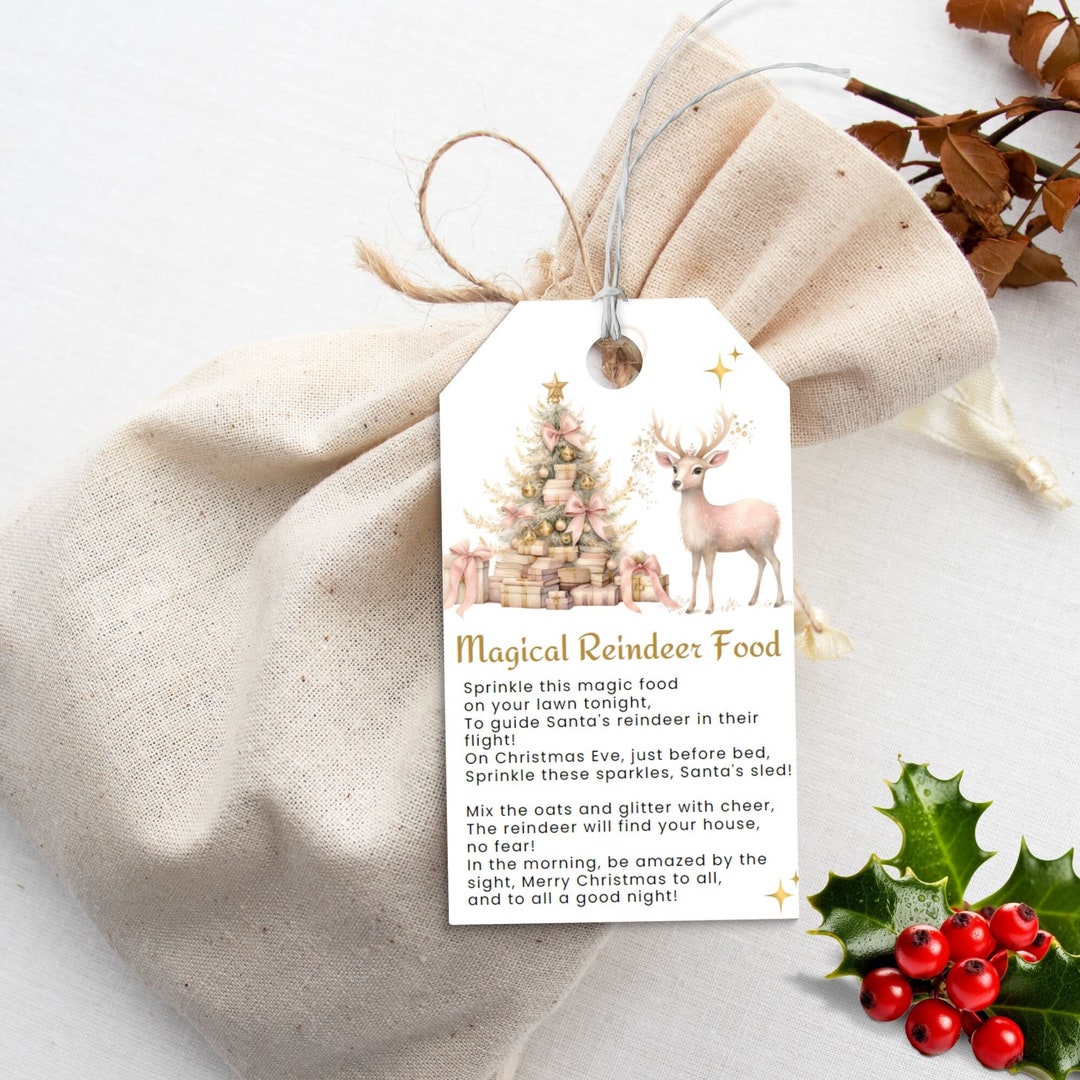 Reindeer Food Printable Pdf Magic Reindeer Food Tag Label for Kids ...