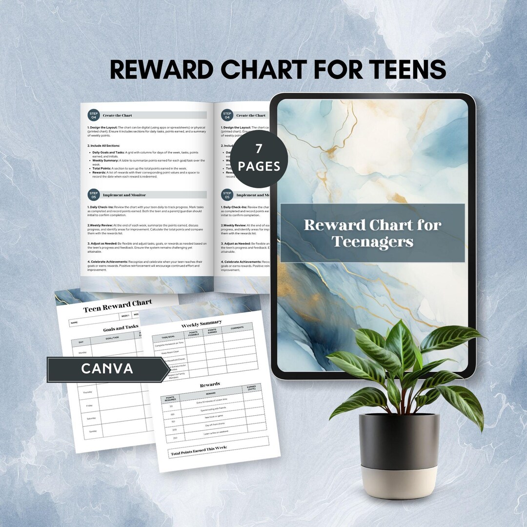 Reward Chart for Teens Chore Chart Positive Reinforcement Program ...