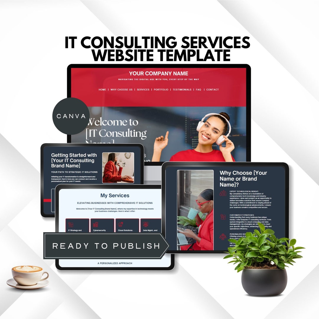 IT Consulting Services Website Template Canva IT Service Professional ...