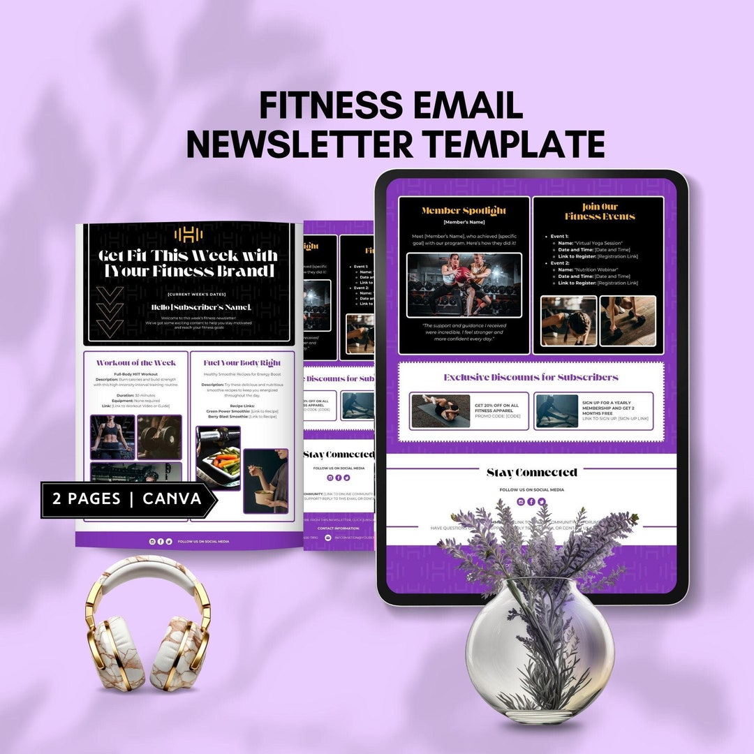Fitness Email Newsletter Template for Personal Trainer Health Wellness ...