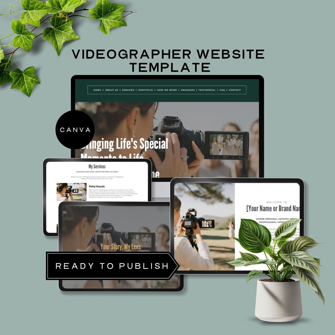 Videographer Website Template Canva Wedding Videographer Landing Page ...