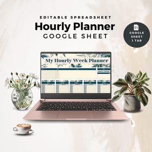 Hourly Planner Google Sheets Time Management Daily Schedule Organizer ...