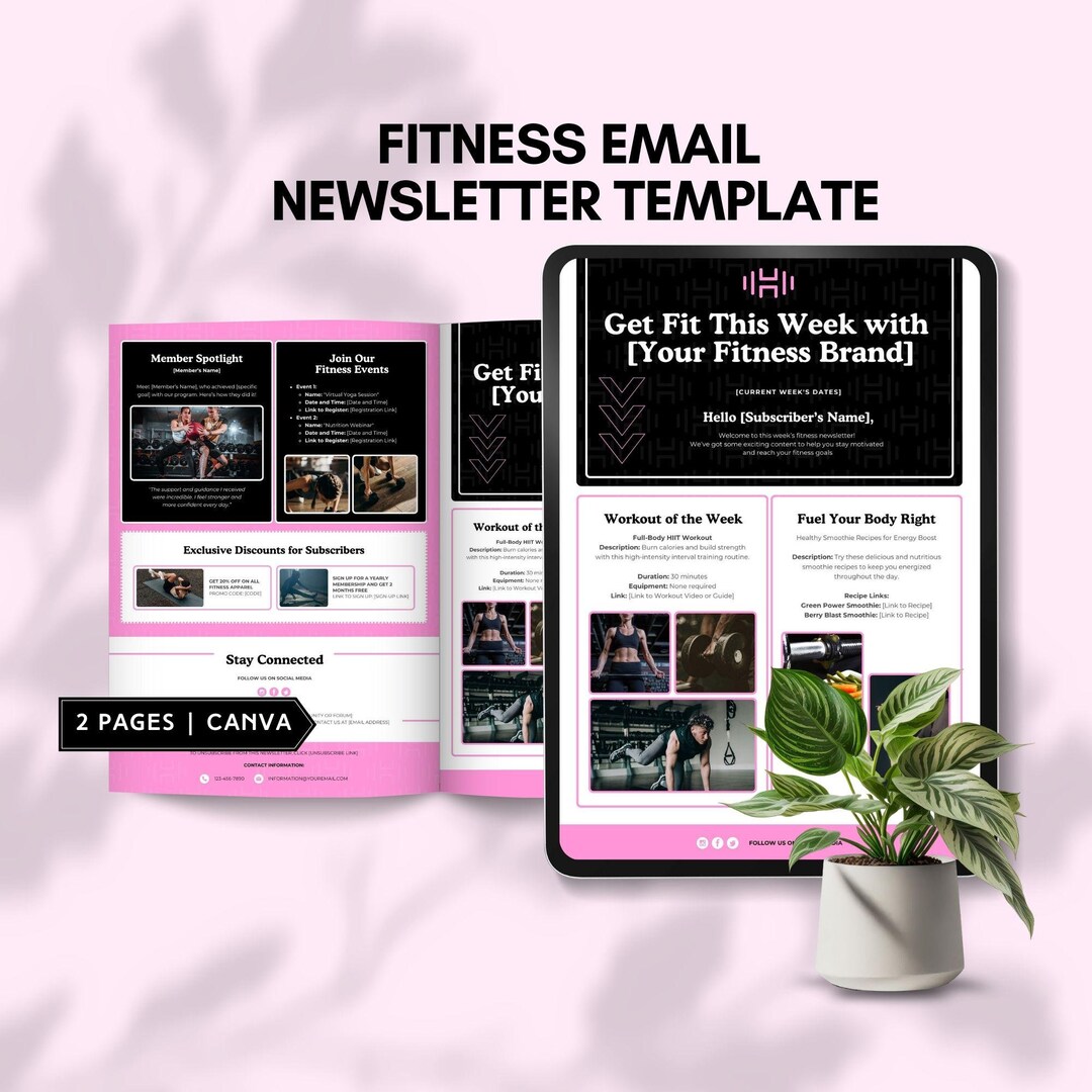 Fitness Email Newsletter Template for Personal Trainer Marketing Health ...